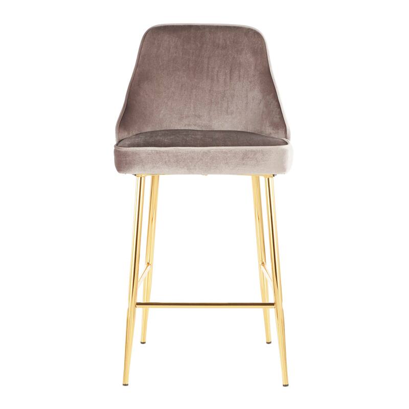 LumiSource Marcel Glam Velvet Gold Metal Counter Stools (Set of 2) - On ...