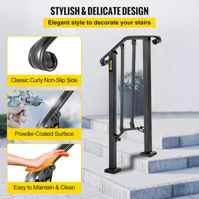 VEVOR Handrails for Outdoor Steps 1-4 Adjustabel Steps Outdoor Stair ...