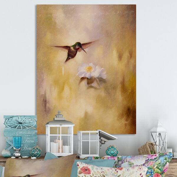 Designart "A Flying Humming Bird At Dawn" Traditional Canvas Wall Decor ...