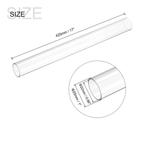 Plastic Pipe Rigid Tube Clear 0.86"(22mm) ID 1"(25mm) OD 17" (425mm ...