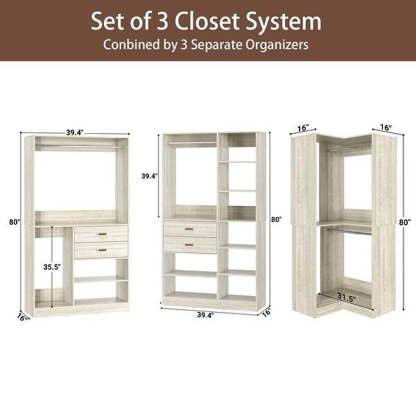 Navada 79'' - 110'' Freestanding Corner Closet System, Reversible ...