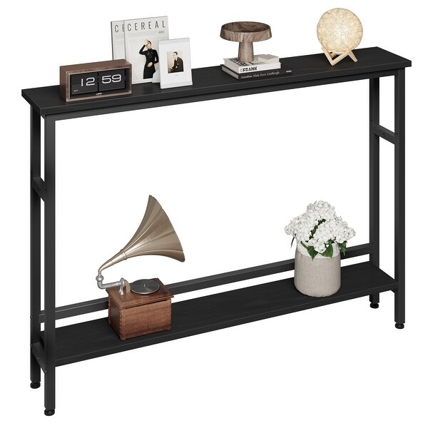 Narrow Sofa Table 2 Tier Skinny Console Table with Adjustable Shelf On Sale Bed Bath Beyond 39752430