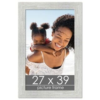 27x39 Distressed/Aged White Washed Wood Picture Frame - UV Acrylic ...