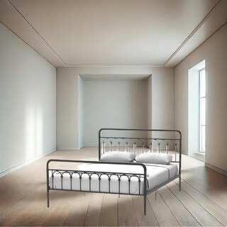 Sturdy Metal Bed Frame with Round Ball Details, No Box Spring Needed ...
