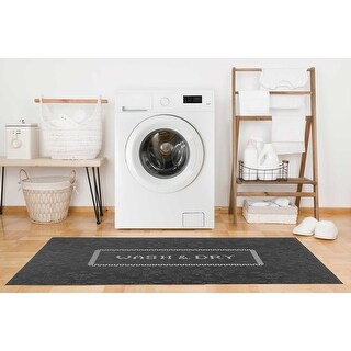 WASH & DRY Laundry Room Mat in Charcoal - Bed Bath & Beyond - 39123475