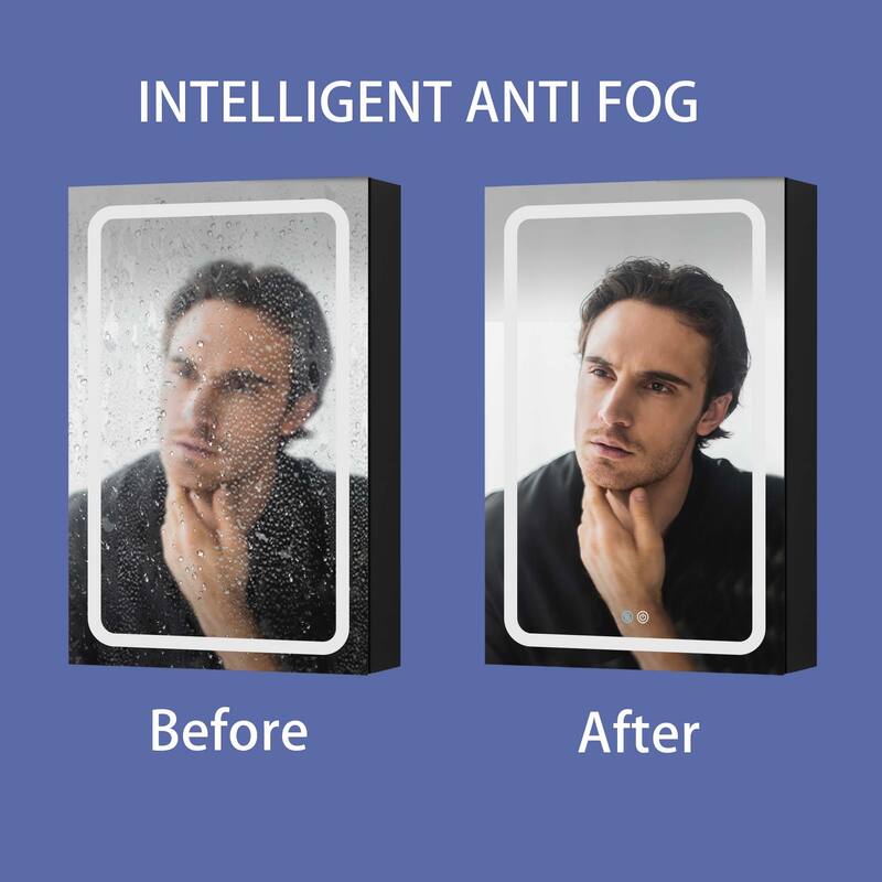 30x30 Inch LED Bathroom Medicine Cabinet Surface Mount Double Door ...