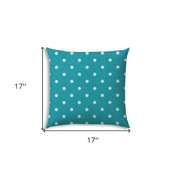 HomeRoots 17" X 17" Turquoise Blown Seam Polka Dots Lumbar Indoor ...