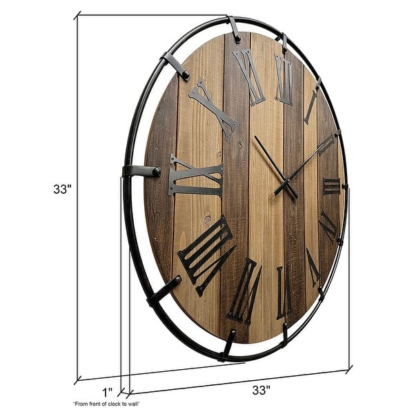 Karina Farmhouse Two-Tone Shiplap Wood Wall Clock - 33"H x 33"W x 1"D ...