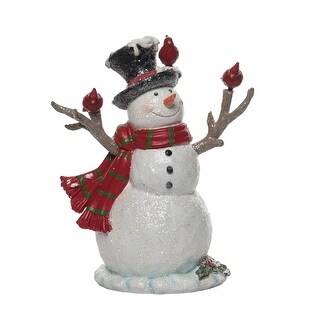 Transpac Resin 12 in. Multicolored Christmas Snowman with Cardinal ...