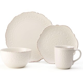Chateau Cream 16-Piece Stoneware Dinnerware Set, Service for 4, Off ...