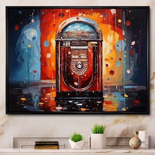 Designart "Jukeboxe Popart Rhythm Reflections II" Music Framed Wall Art ...