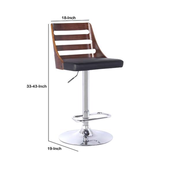 Swivel Wooden Cut Out Back Barstool with Pedestal Base, Black and ...