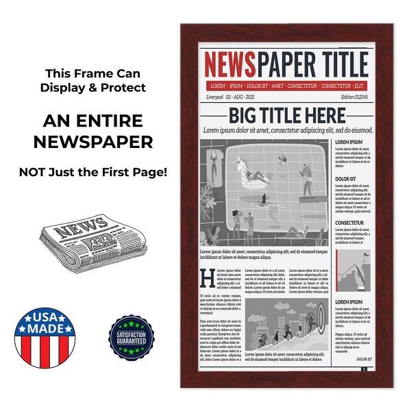 12.5x22 Newspaper Frame Solid Wood - Matte Brown Finish - Matches Any ...