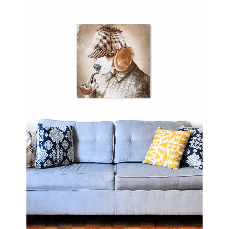Oliver Gal 'Detective Beagle' Animals Wall Art Canvas Print - Brown ...