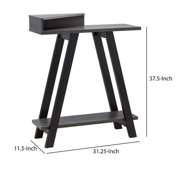Baki 38 Inch Modern Wood Side Console Table, Corner Compartment, Black ...