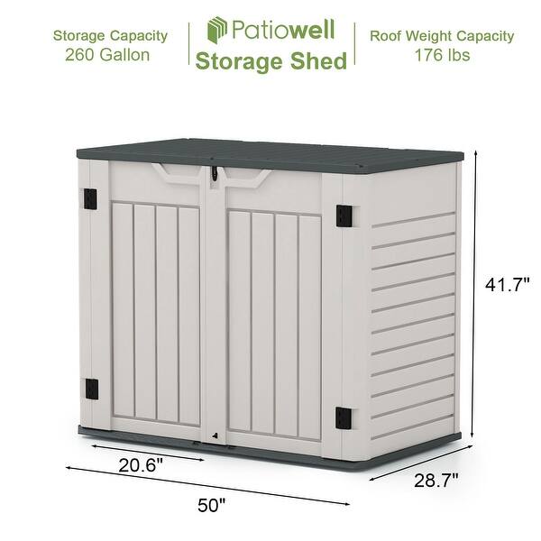 Patiowell 4' x 2' Resin Outdoor Storage Shed with Lockable Multi ...