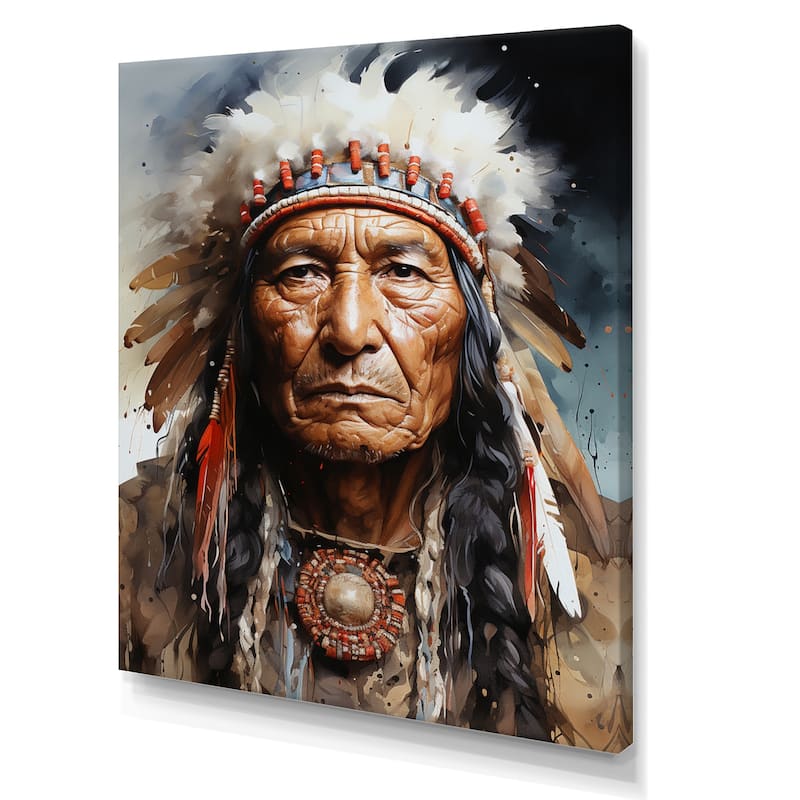Designart "Native Art Spirited Lakota Portrait" Native American Art ...
