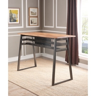 Danes Natural and Gunmetal Bar Table with Sled Base - Bed Bath & Beyond ...