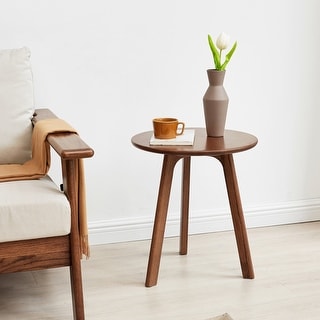 Solid Oak Wood Round End Table, Side Table Coffee Table - Bed Bath ...