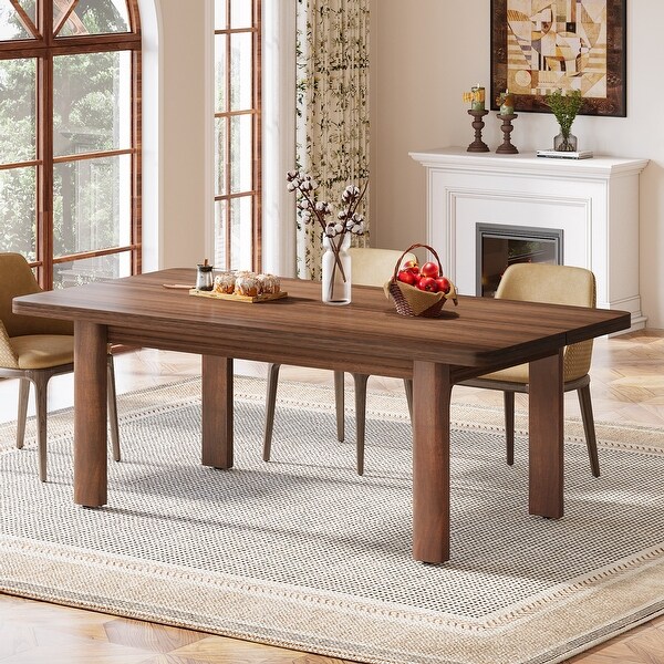 Dining Table for 4 6 People 63 Inch Farmhouse Kitchen Table with Solid Wood Legs On Sale Bed Bath Beyond 40466209