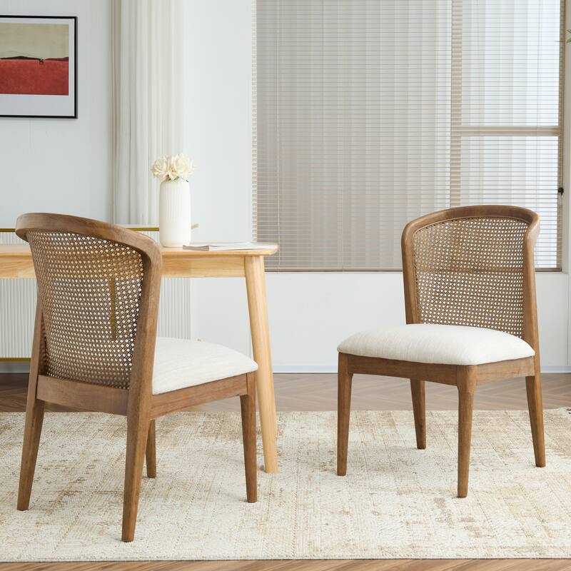 Whim Dining side Chair with Rustic Rubberwood Frame and Woven Cane ...