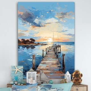 Designart "Pier And Dock Nautical I" Coastal Pier Canvas Wall Art - Bed ...