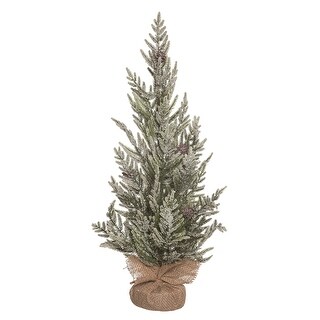 2' Frosted Relaxed Leaf Artificial Christmas Tree Burlap Base - 2 Foot ...