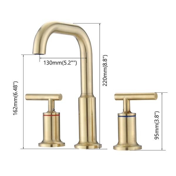 Brushed Golden Widespread Bathroom Faucet with 3 Hole, 2 Handle - Bed ...