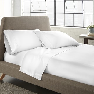 Veratex Percale 200 Thread Count Sateen Cotton 4-Piece Sheet Set - Bed ...