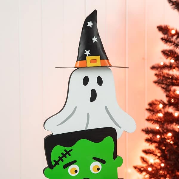 Glitzhome Halloween Wooden Stacked Ghost Porch Decor(KD) - On Sale ...