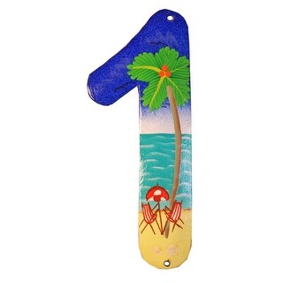 Tropical Beach House Numbers Haitian Metal Art Number 1 - Blue - Bed ...