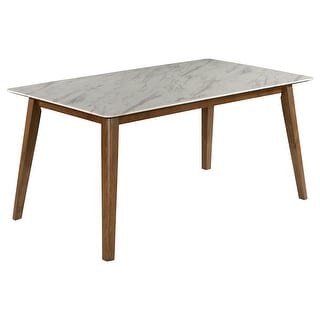 Everett Rectangular 63-inch Faux Marble Dining Table White - Bed Bath ...