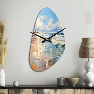 Beach Photo Seaside Reflections V - Coastal Beach Large Wall Clocks ...
