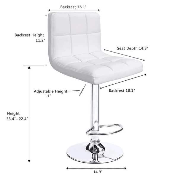 Bar Stools Adjustable Armless Swivel PU Leather Barstools Set of 2 ...