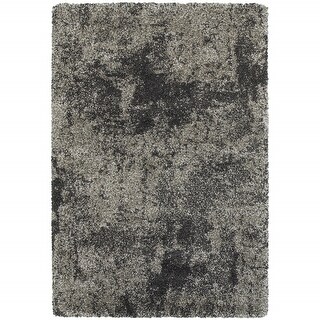 HomeRoots 2' X 3' Charcoal Silver And Grey Abstract Shag Power Loom ...
