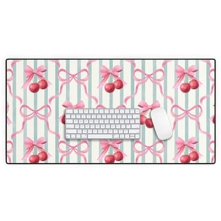 Emanuela Carratoni Preppy Bows and Cherries Desk Mat - 31.5" x 15.5 ...