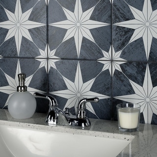Merola Tile Cassis Stella Black Night 9-3/4" x 9-3/4" Porcelain Floor ...