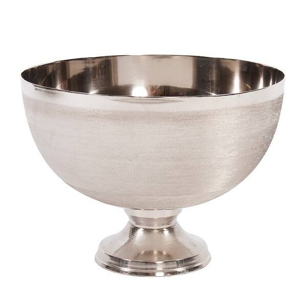 Textured Silver Metal Footed Bowl, Large - Bed Bath & Beyond - 37713696