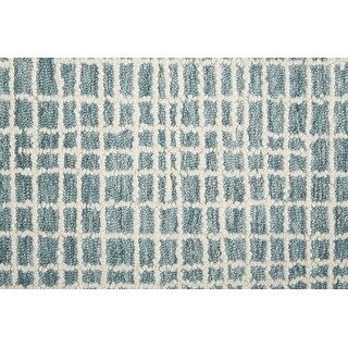 8' X 10' Blue And Ivory Wool Plaid Tufted Handmade Stain Resistant Area ...