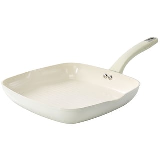 10 Inch Ceramic Nonstick Aluminum Square Grill Pan in Linen - Bed Bath ...