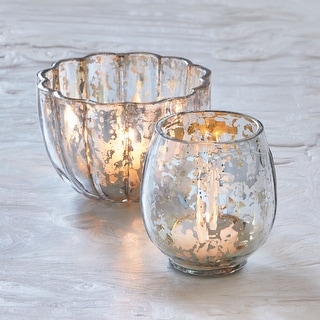 Glimmer Blossom Tealight Holder Antique Silver Glass Candle Holder For ...