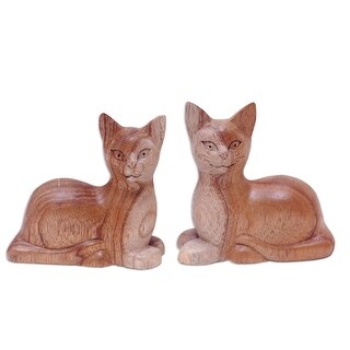 Novica Handmade Feline Reflection Wood Sculptures (Set Of 2) - Bed Bath ...