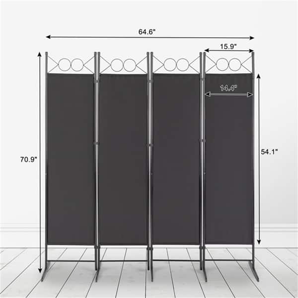 Black 6FT Foldable Screen 4-Fold Screen Top With Shape - Bed Bath ...