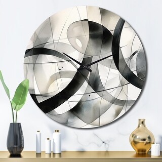 Designart "Abstract Neutral XV" Modern Geometric Oversized Wall Clock ...