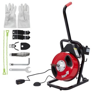 50' x 1/2" 250W Electric Drain Auger Cleaner Machine with Cutters - Bed ...