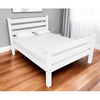 HomeRoots White Solid Wood Queen Bed Frame - Bed Bath & Beyond - 42755705