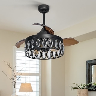 36 In Caged Ceiling Fan with Light and Remote, LED Fandelier - Bed Bath ...