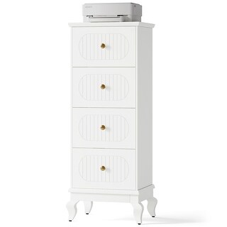 Narrow Tall Wood Vertical Filing Cabinet with 4-Drawer for Home Office ...