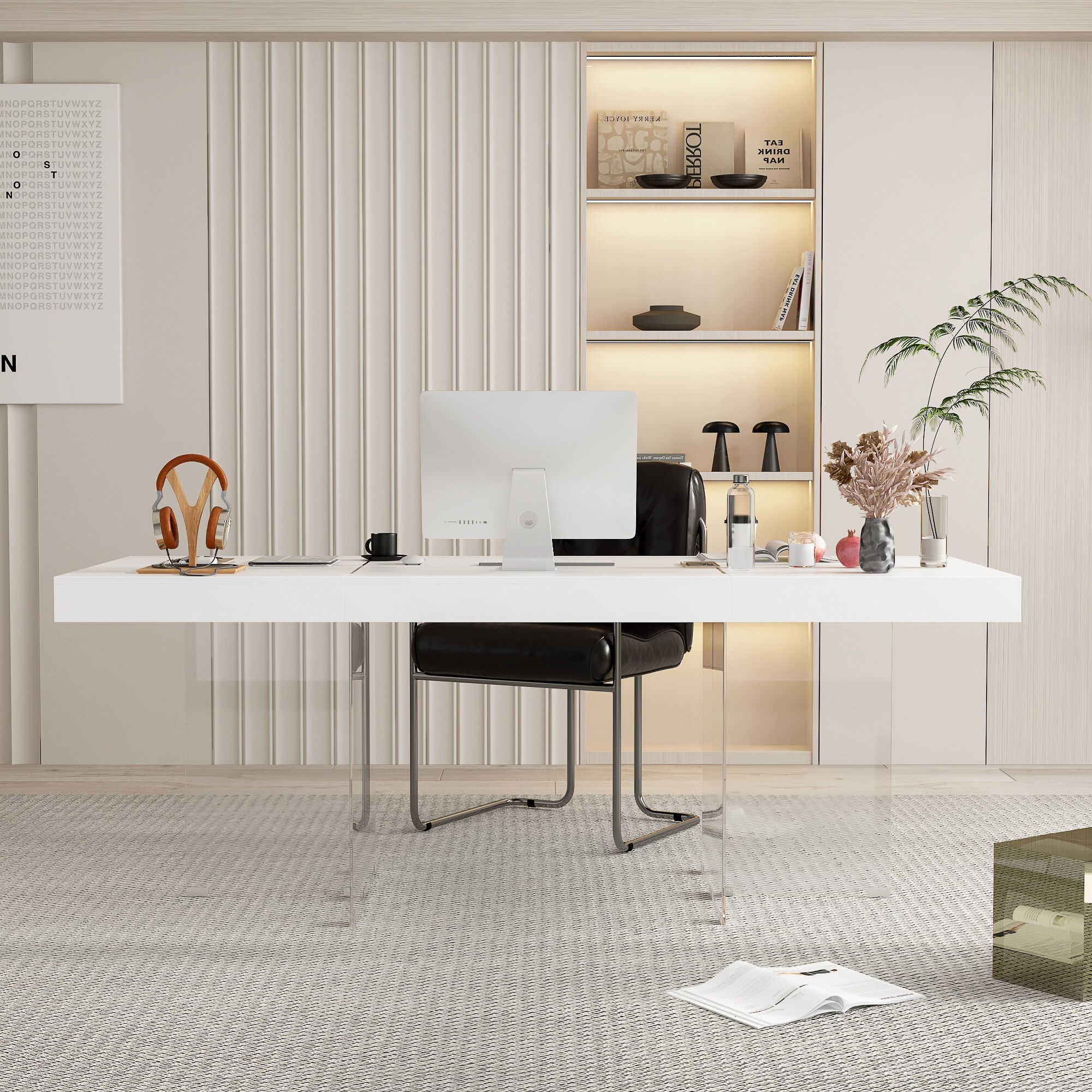 Flexi Space Glass Legged Table PC Working Desk Design Work and Home Bed Bath Beyond 40345293