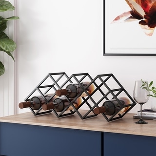 7 Bottle Wine Rack, Simple Geometric Design Wine Bottle Display Rack ...